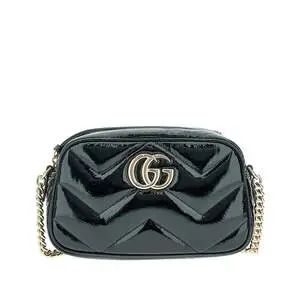 Gucci Leather Small 'gg Marmont' Bag - Black
