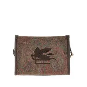 Etro Paisley Pouch With Pegaso Embroidery - Brown