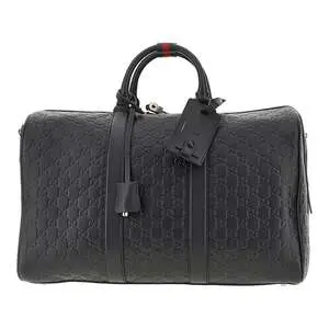 Gucci Leather Gg Emblem Duffle Bag - Black