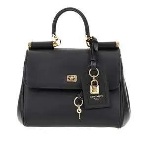 Dolce & Gabbana Plongé Leather 'my Sicily' Bag - Black