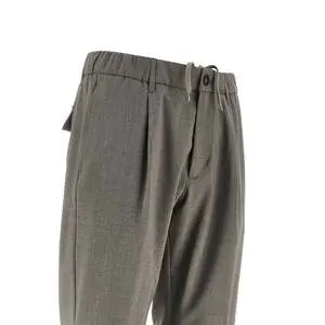 Herno Stretch Mélange Light Wool Pants With Drawstring - Gray
