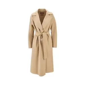 Max Mara Midi Cloth Coat With Belt - Cream