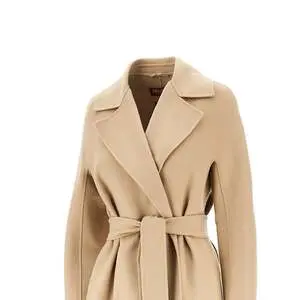 Max Mara Midi Cloth Coat With Belt - Cream