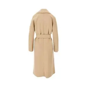 Max Mara Midi Cloth Coat With Belt - Cream