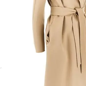 Max Mara Midi Cloth Coat With Belt - Cream