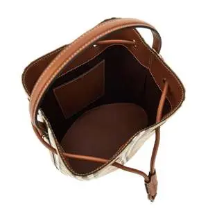 Burberry Small Bucket Bag With Check Motif - Cream