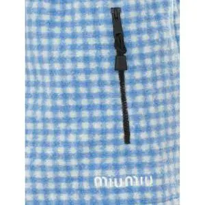 Miu Miu Vichy Fleece Mini Skirt With Embroidered Logo