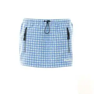 Miu Miu Vichy Fleece Mini Skirt With Embroidered Logo - Blue