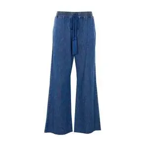 Valentino Garavani Solid Denim Pants With V Detail - Blue