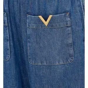 Valentino Garavani Flared Denim Trousers With V Detail - Blue