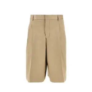 AMI Paris Cotton Gabardine Shorts With Darts - Cream