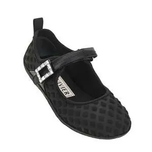 ROGER VIVIER Ballerinas With Embossed Diamond Motif And Crystal Buckle - Black
