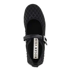 ROGER VIVIER Ballerinas With Embossed Diamond Motif And Crystal Buckle - Black