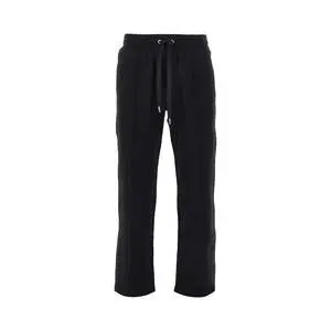 Dolce & Gabbana French Terry Pants With Logo Plate - Black