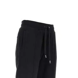 Dolce & Gabbana French Terry Pants With Logo Plate - Black