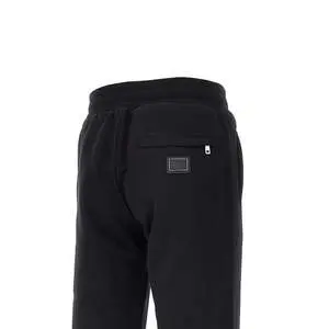 Dolce & Gabbana French Terry Pants With Logo Plate - Black