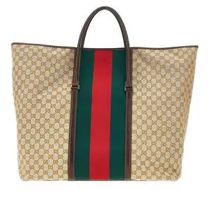 Gucci Gg Fabric Bag With Web Ribbon