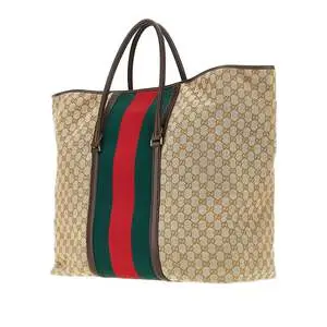 Gucci Gg Fabric Bag With Web Ribbon