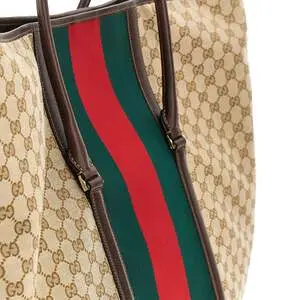Gucci Gg Fabric Bag With Web Ribbon