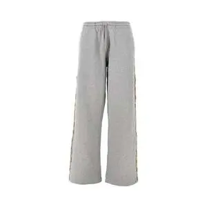 Burberry Wide Leg Sweatpants With Check Detail