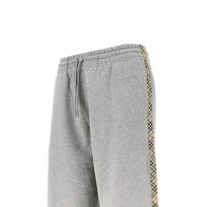 Burberry Wide Leg Sweatpants With Check Detail