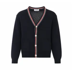 Thom Browne Donegal Intarsia Hector Patchwork Cardigan - Blue