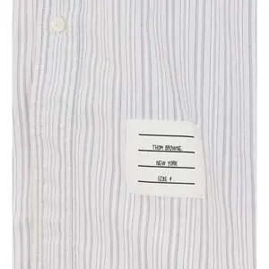Thom Browne Logo Striped Oxford Short Sleeves Shirt