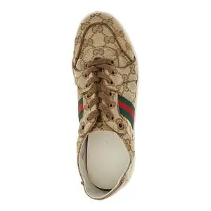 Gucci Gg Jacquard Lace-up Sneakers - Cream