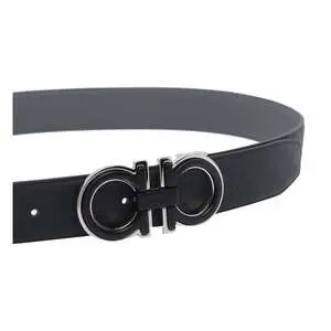 FERRAGAMO Adjustable Reversible Gancini Belt - Black