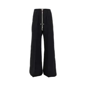 Rick Owens Wool Canvas Wide Bela Pants - Black