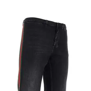Gucci Denim Jeans With Web Ribbon - Black