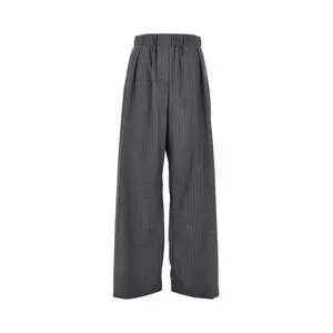 JIL SANDER Pinstriped Wool Pants - Gray