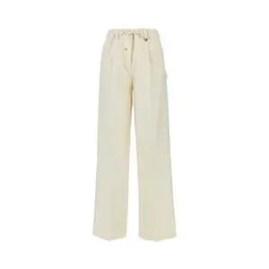Moncler Wool Gabardine Pants With Drawstring - White