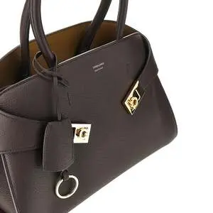 FERRAGAMO Grained Leather Bag With Gancini Buckles