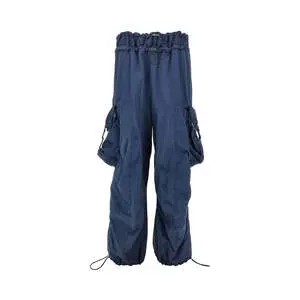 Attico Washed Cotton Cargo Pants - Blue