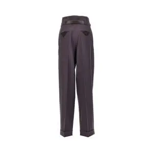 Attico Gabardine Belted Pants - Purple