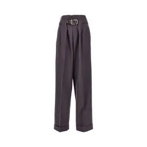 Attico Gabardine Belted Pants - Purple