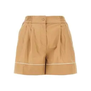 Moncler Cotton-blend High-rise Wide-leg Shorts With Contrast Piping - Cream