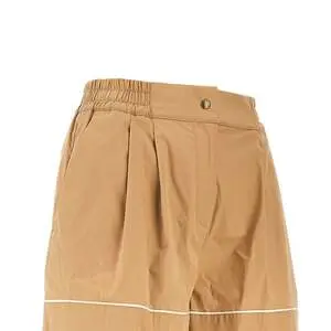 Moncler Cotton-blend High-rise Wide-leg Shorts With Contrast Piping - Cream