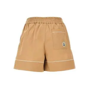 Moncler Cotton-blend High-rise Wide-leg Shorts With Contrast Piping - Cream