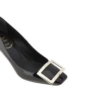 ROGER VIVIER Patent Leather Belle Vivier Trompette Pumps With Gold-finished Buckle - Black