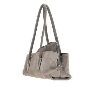 Attico Suede Leather 'la Passeggiata' Bag - Gray