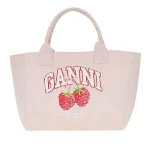 GANNI Canvas Shopping Bag With Raspberry Print - Pink