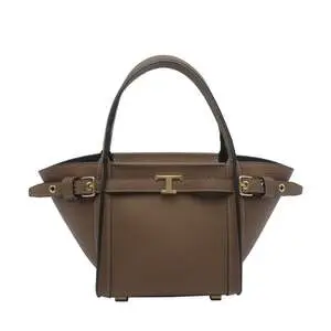TOD'S Mini T Signature Leather Shopping Bag - Brown