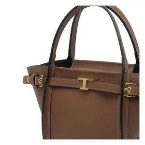 TOD'S Mini T Signature Leather Shopping Bag - Brown