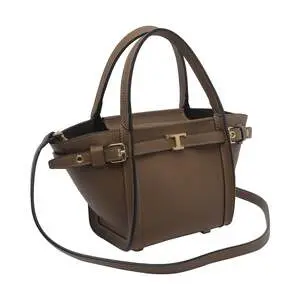 TOD'S Mini T Signature Leather Shopping Bag - Brown