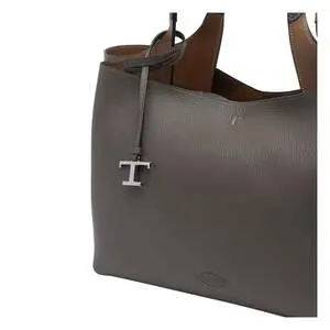 TOD'S Medium Leather Bag With Charms - Gray