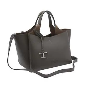 TOD'S Mini Leather Bag With T Timeless Pendant - Gray