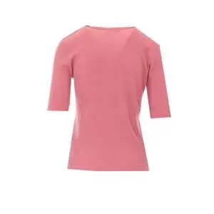 Max Mara Ribbed Jewel Button Short Sleeve Sweater - Pink