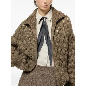 Brunello Cucinelli Zigzag Cable-knit Cardigan With Sequins